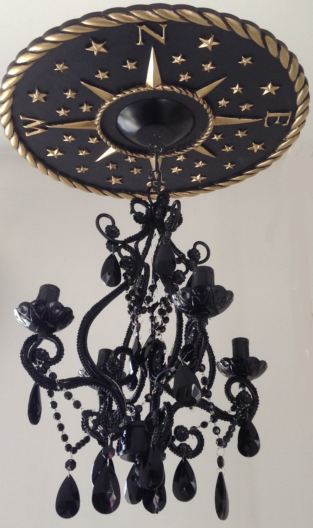 black and gold compass w black chand - Marie Ricci